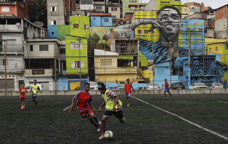 Brazilian favela paints tribute to local hero Gabriel Jesus