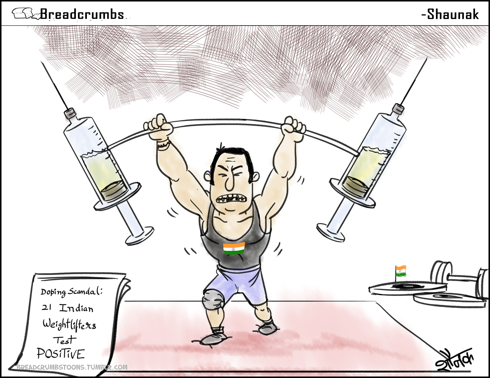Cartoon: 21 Indian weightlifters suspended for doping